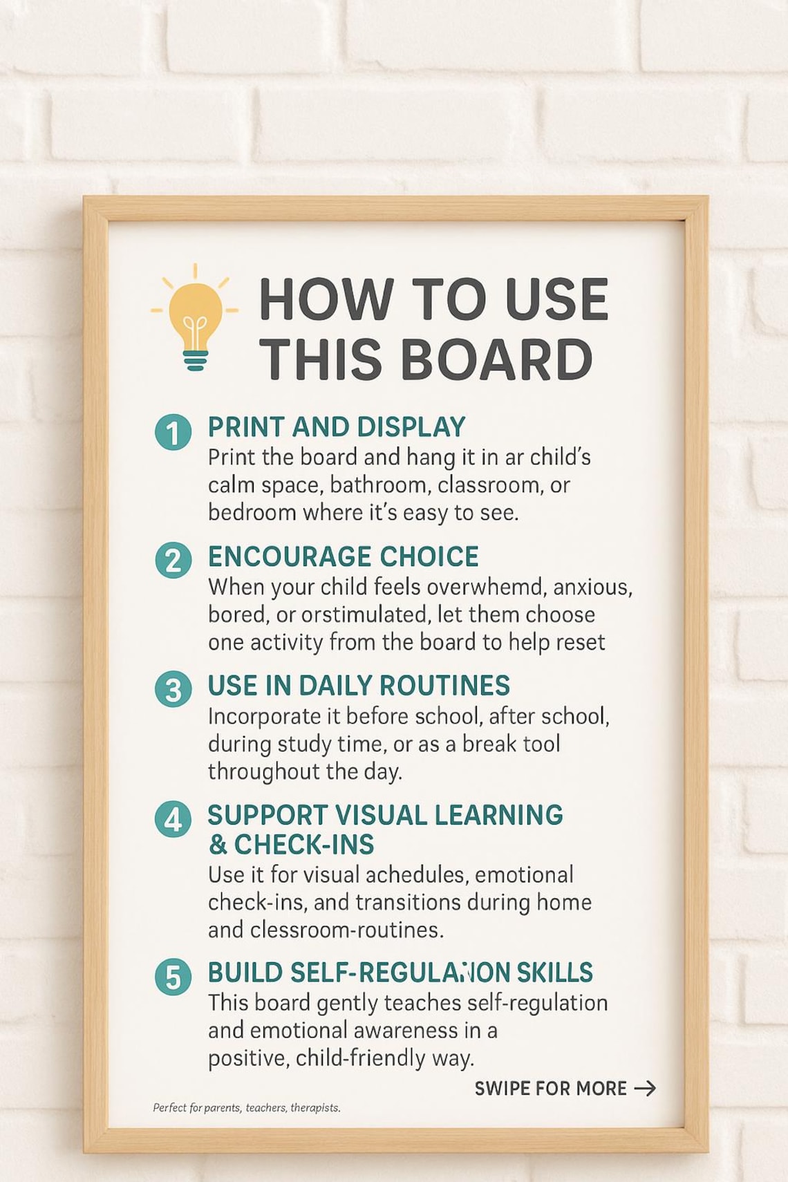 Emotional Regulation Visual Support Chart/ Kids Brain Break Board ...