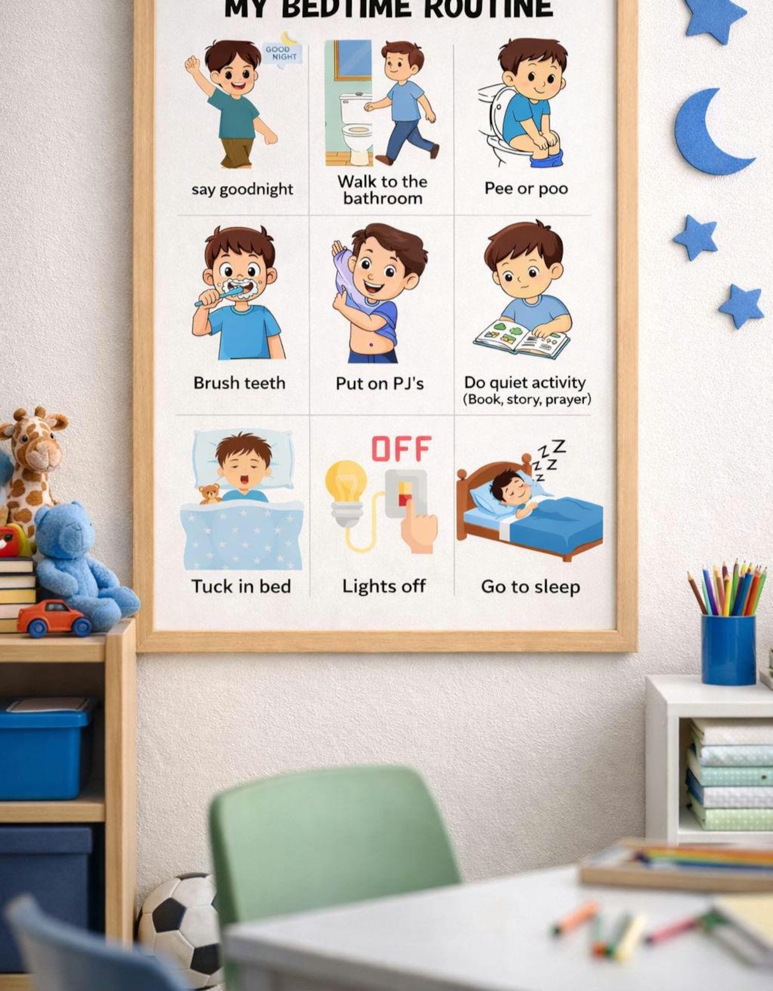 Kids Bedtime Routine Chart | Visual Aid for Autism & ADHD (printable ...
