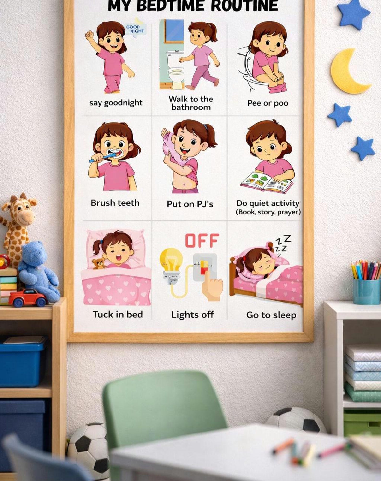Kids Bedtime Routine Chart | Visual Aid for Autism & ADHD (printable ...