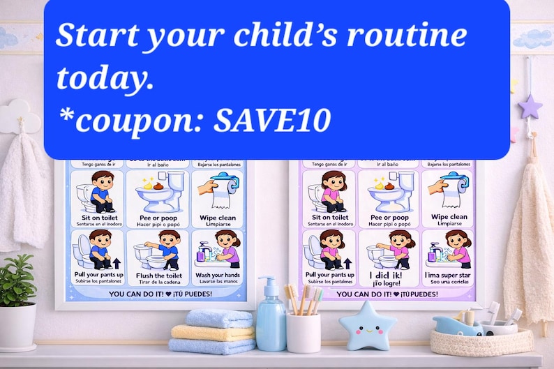 Potty Training Chart for Toddlers | Visual Steps, Bilingual Support ...