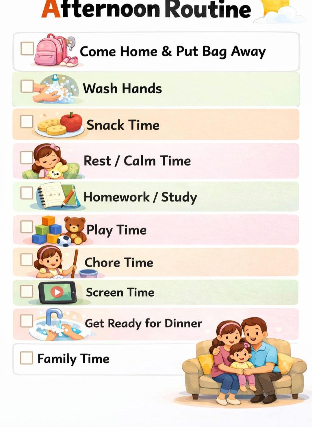 Visual Afternoon-after School Schedule | Autism & ADHD Friendly | Calm ...