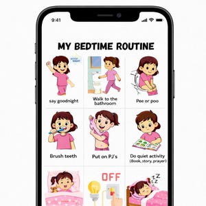 Kids Bedtime Routine Chart | Visual Aid for Autism & ADHD (printable ...