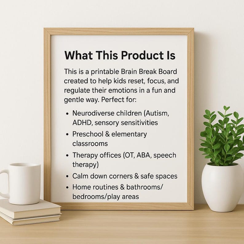 Emotional Regulation Visual Support Chart/ Kids Brain Break Board ...