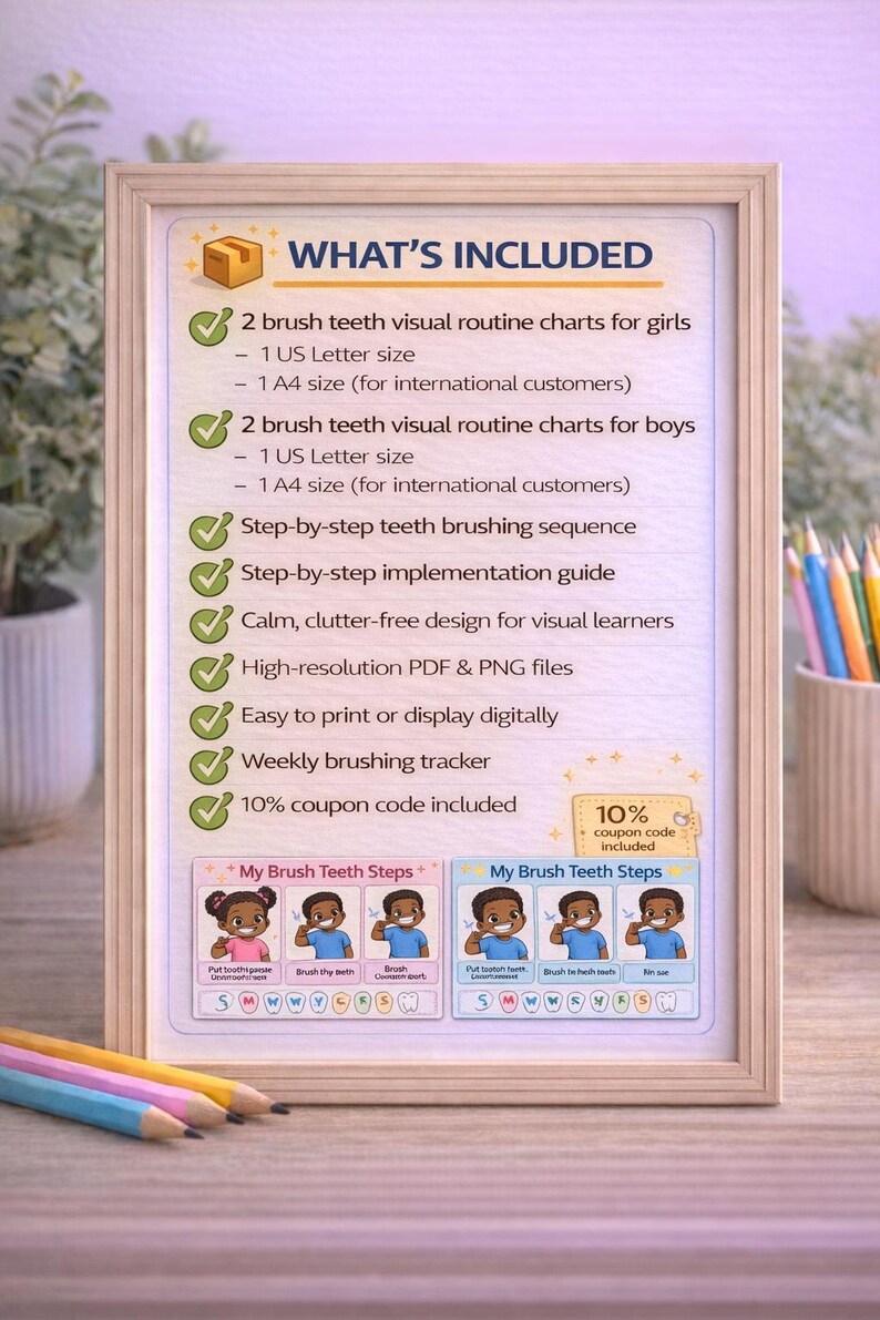 Brushing Teeth Visual Chart Bundle | Autism, ADHD Friendly (US Letter ...