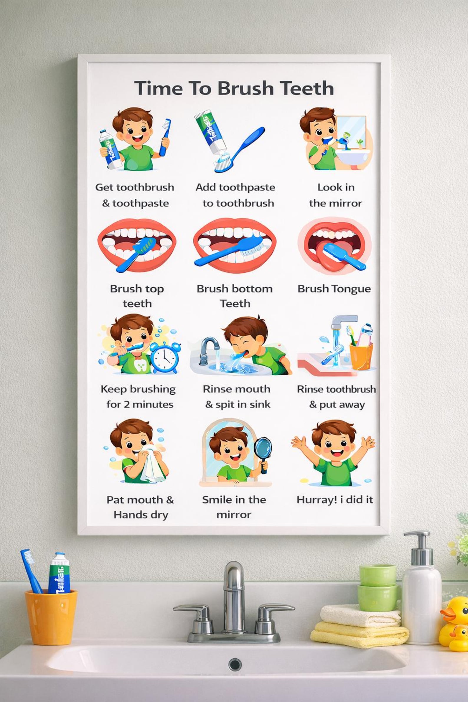 Kids Visual Teeth Brushing Routine Charts | Autism ADHD Friendly ...