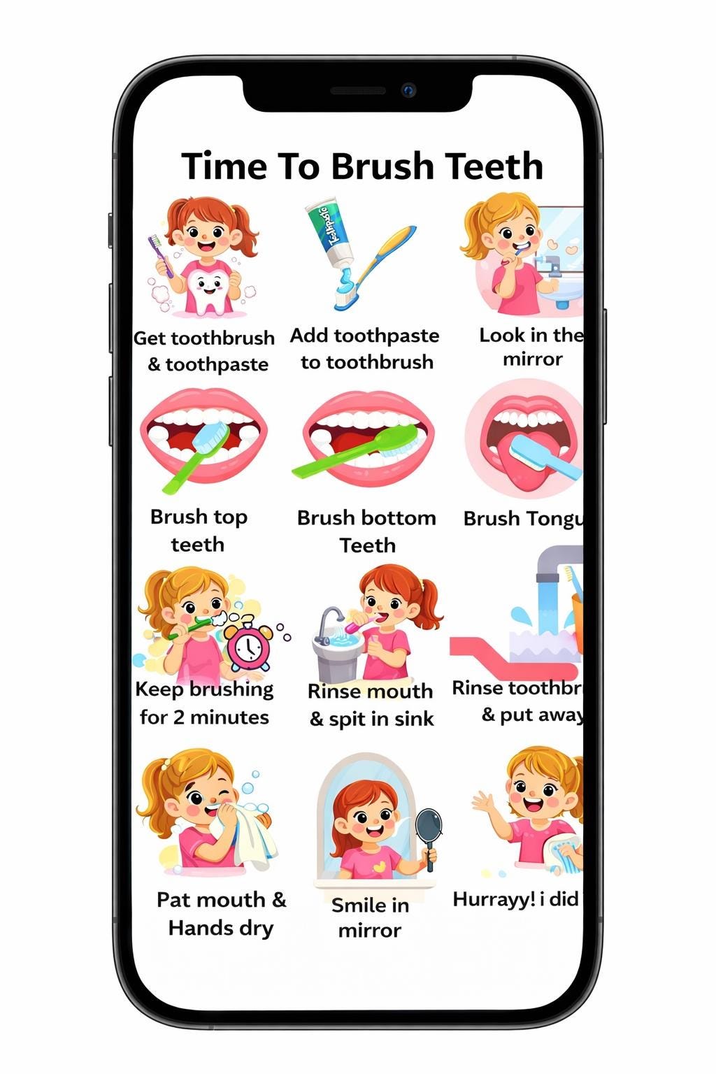 Kids Visual Teeth Brushing Routine Charts | Autism ADHD Friendly ...