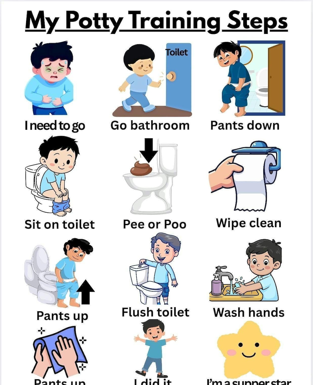 Potty Training Charts Bundle/autism & ADHD Visual Schedule (printable ...