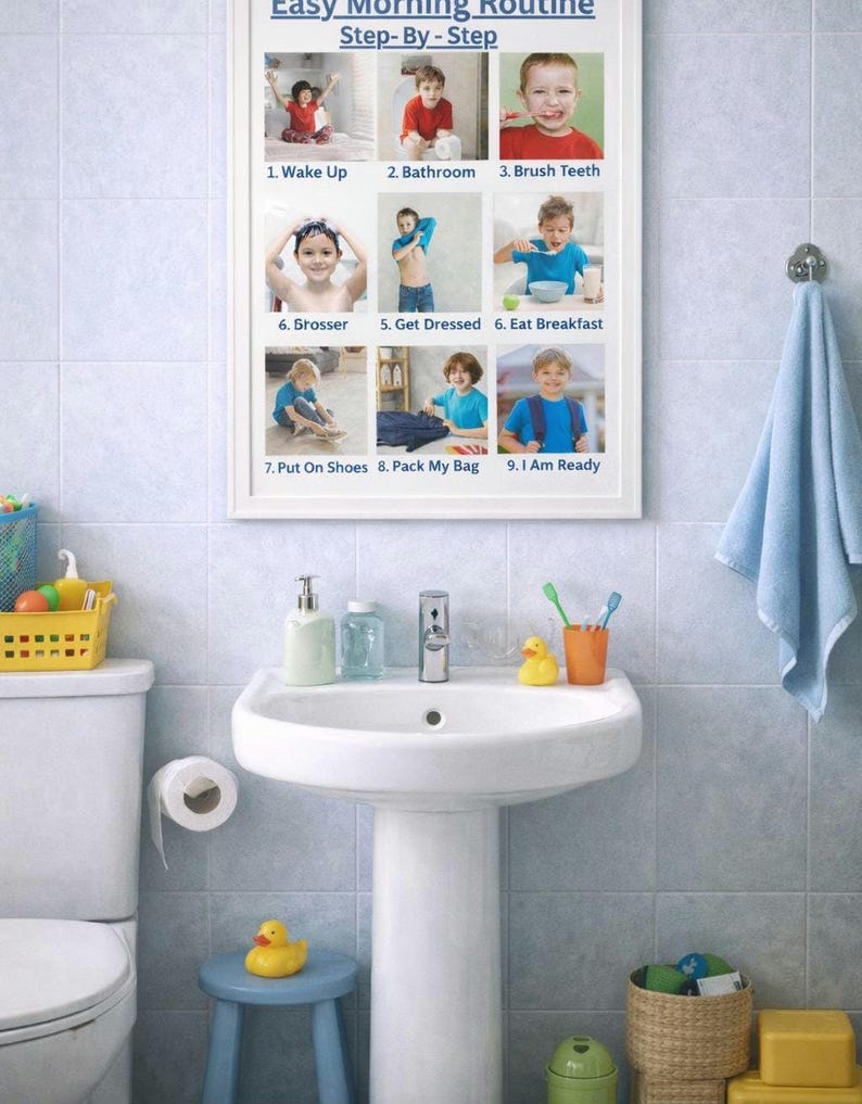 Visual Morning Routine Chart for Kids | ADHD, Autism Schedule (digital ...