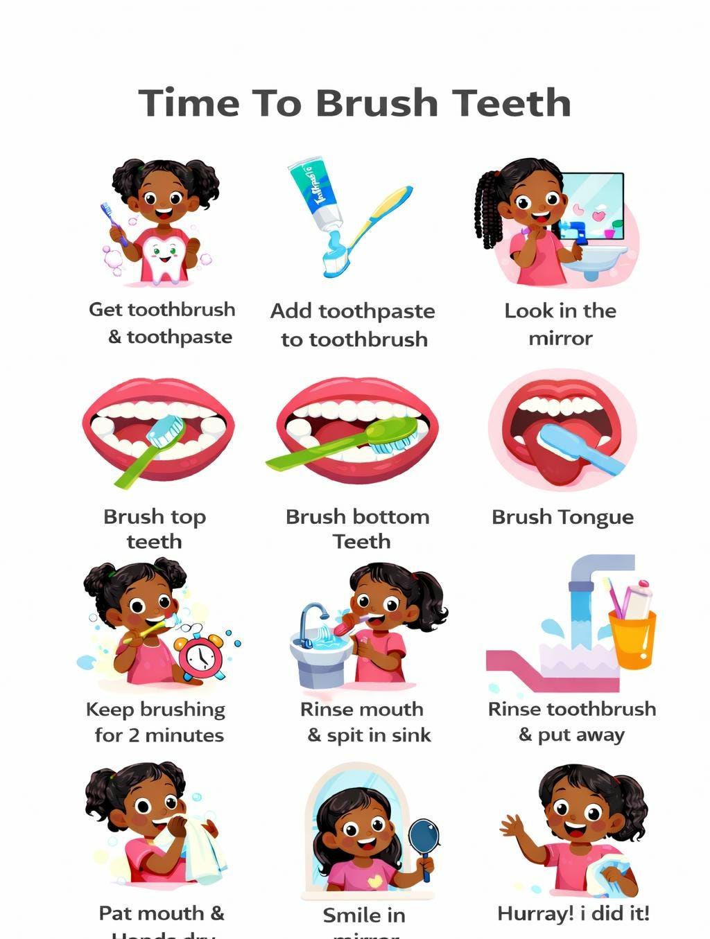 Brushing Teeth Visual Chart Bundle | Autism, ADHD Friendly (US Letter ...