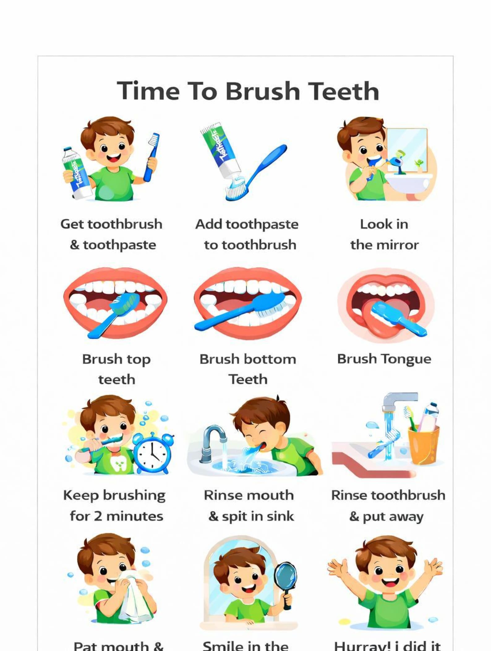 Kids Visual Teeth Brushing Routine Charts | Autism ADHD Friendly ...