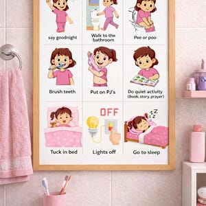 Kids Bedtime Routine Chart | Visual Aid for Autism & ADHD (printable ...