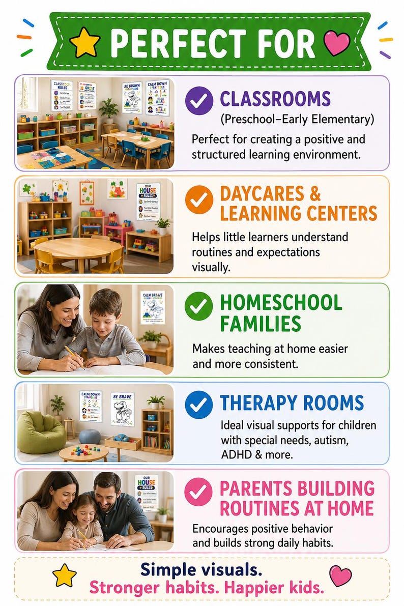 Classroom Rules Posters | Calm Down Strategies, Kids Decor (digital ...