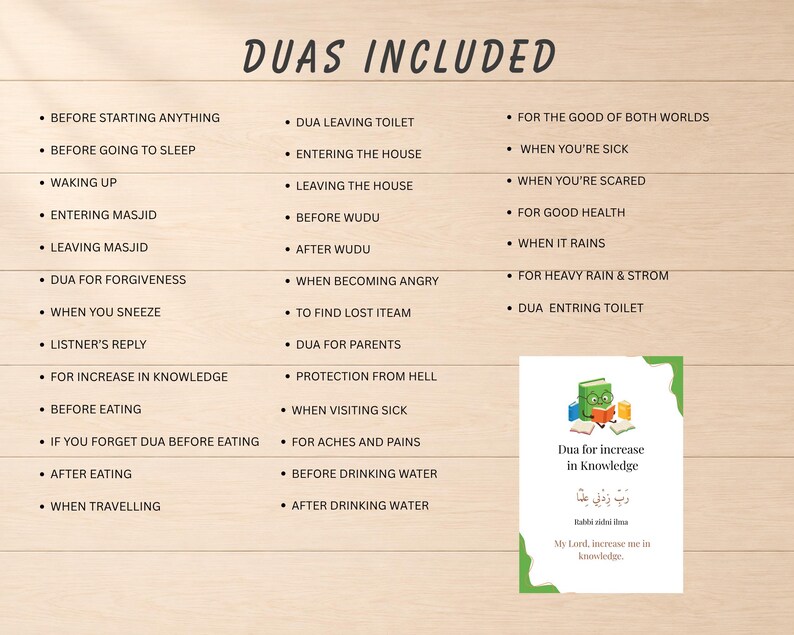 Kids Daily Dua Cards, Islamic Prayer Flashcards (PDF Download) - Etsy