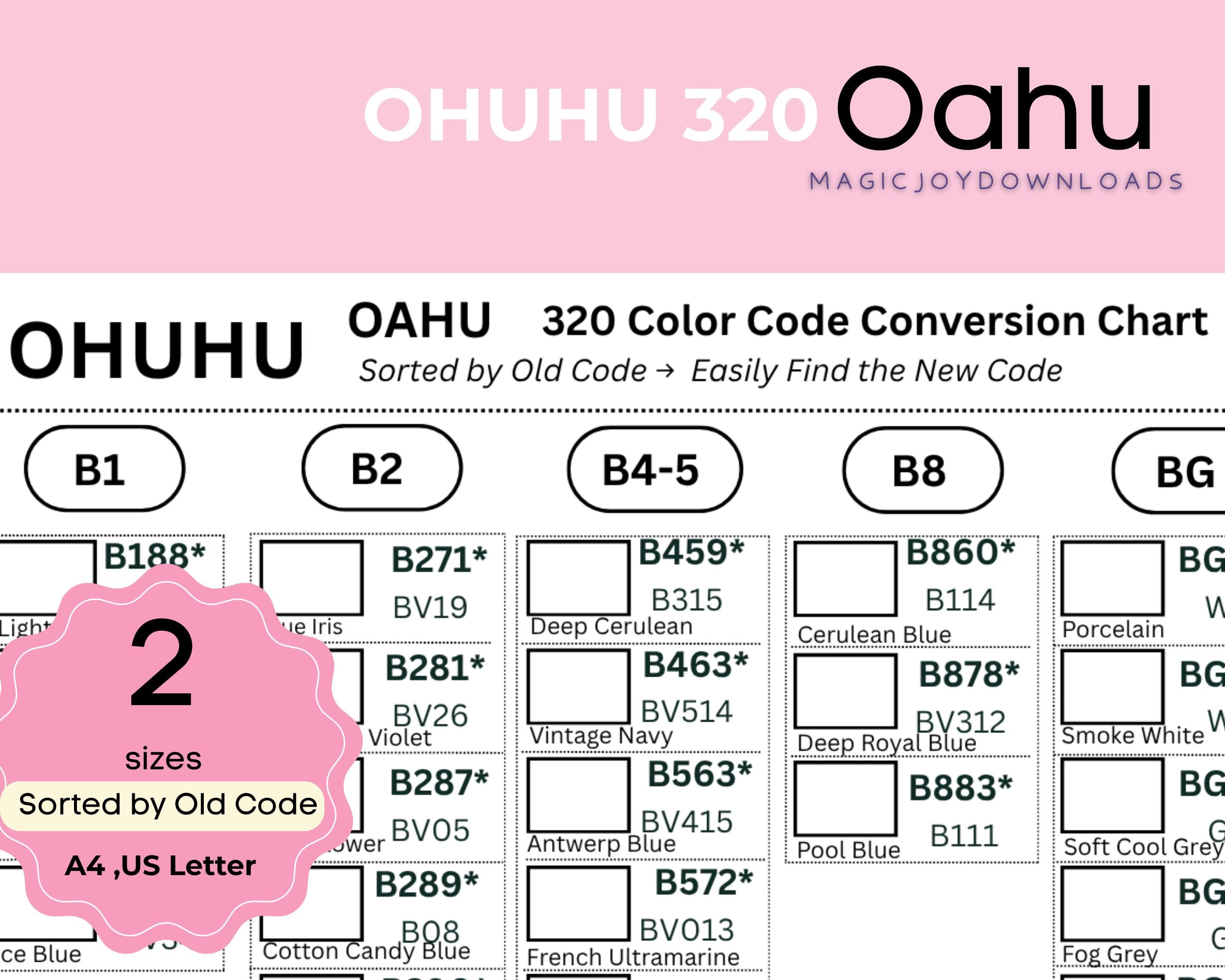 Ohuhu Oahu 320 Color Chart: Old to New Code Conversion (PDF) - Etsy
