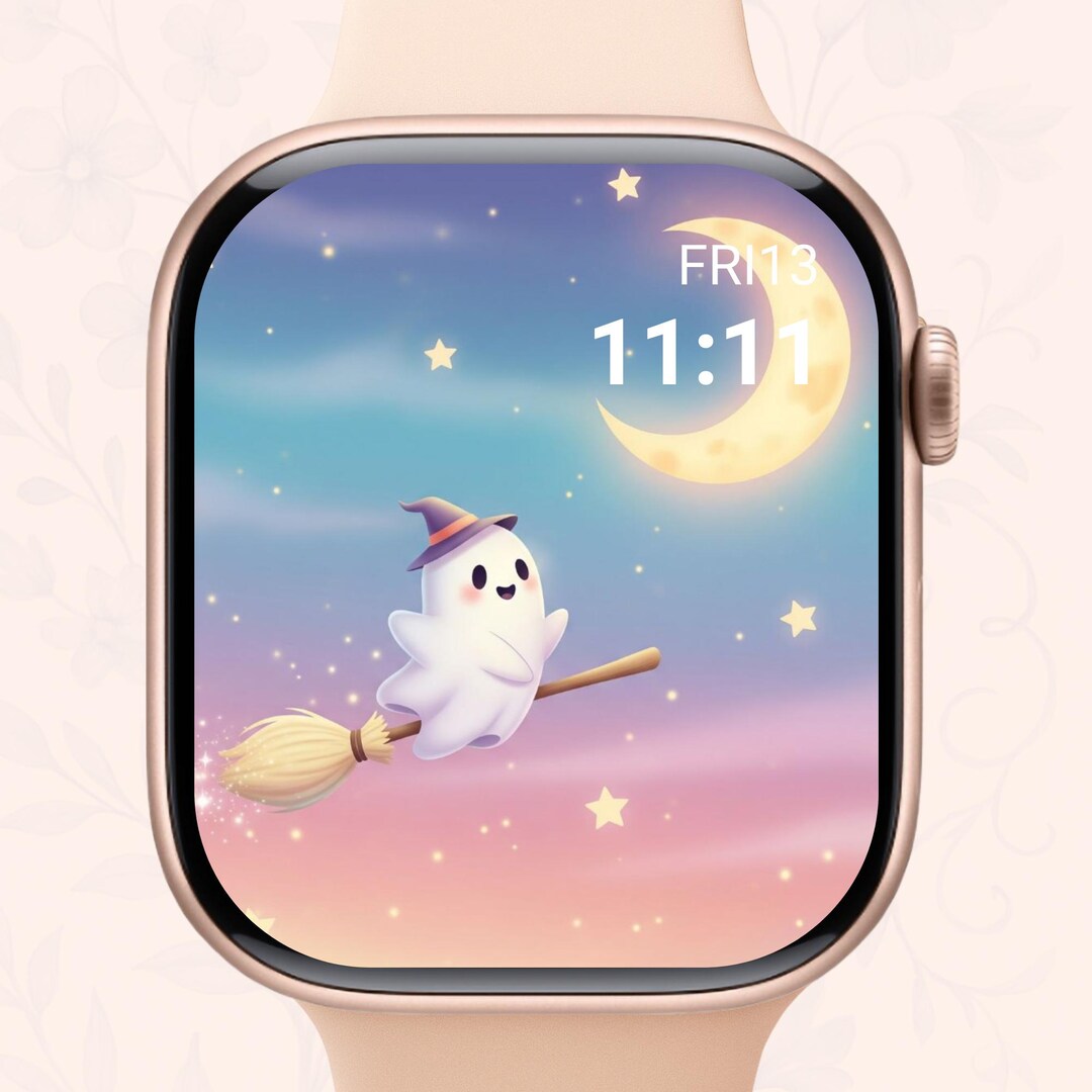 Cute Ghost Apple Watch Wallpaper - Fall Pumpkin Halloween Watch Face ...