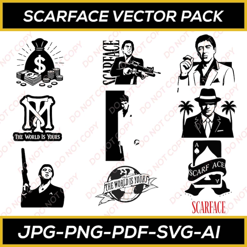 Scarface Vector Pack | the World is Yours Svg Png | Tony Gangster ...