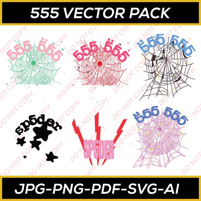 Spider Web Vector Pack | Gothic 555 Number Design | Lightning & Stars ...