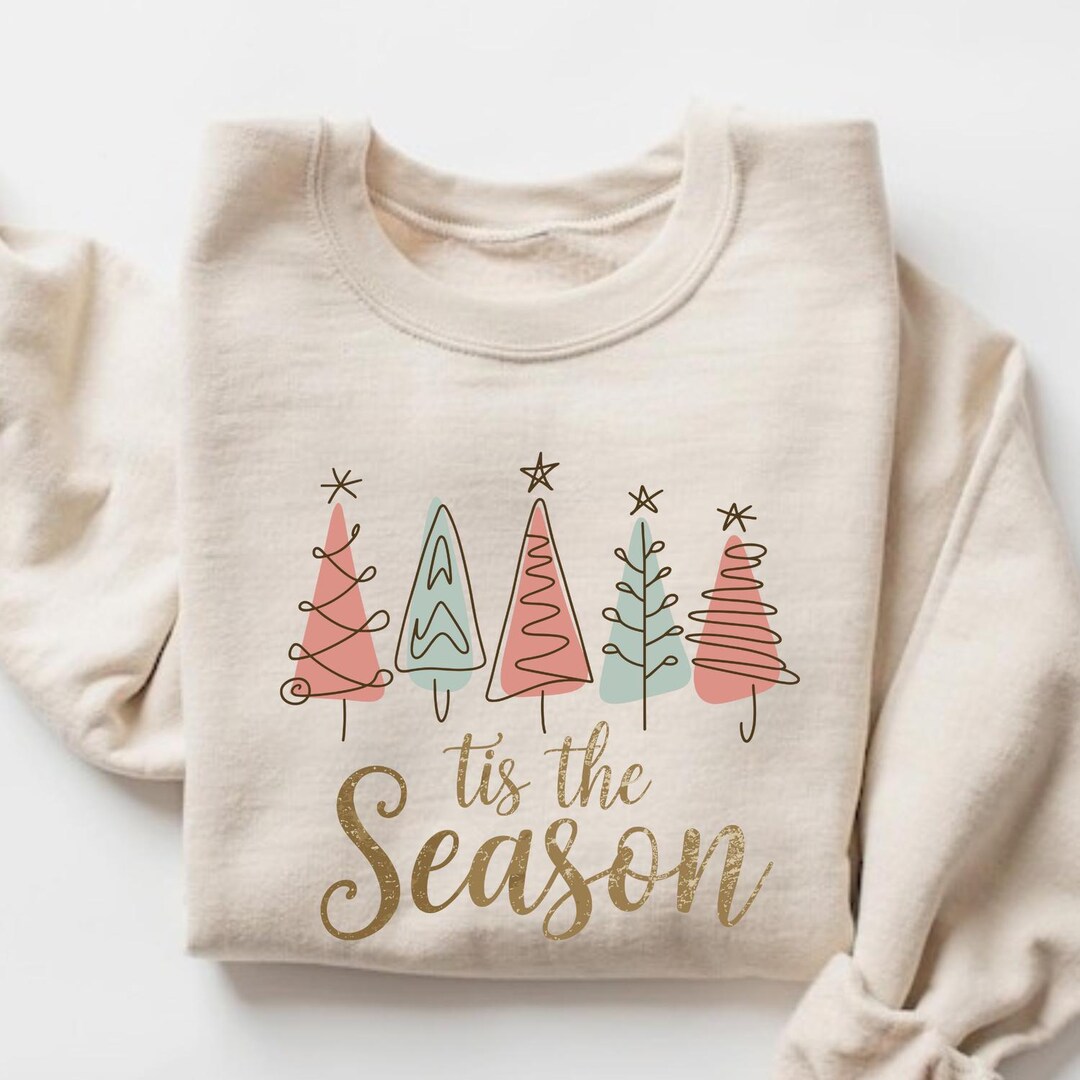 Tis the Season Christmas Trees Shirt, Cute Holiday Tee, Festive Xmas ...