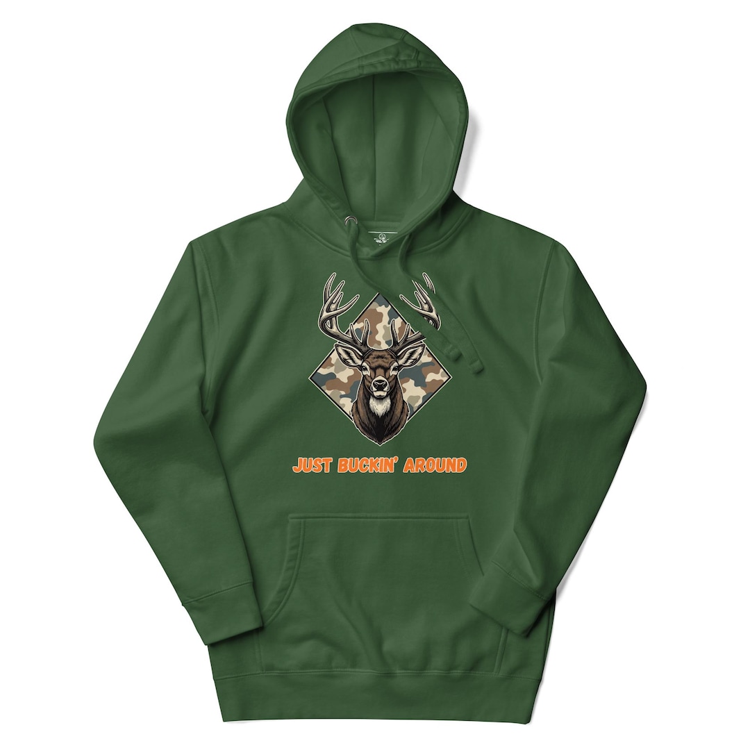 Retro Deer Camp Hoodie: "just Buckin' Around" Graphic - Etsy