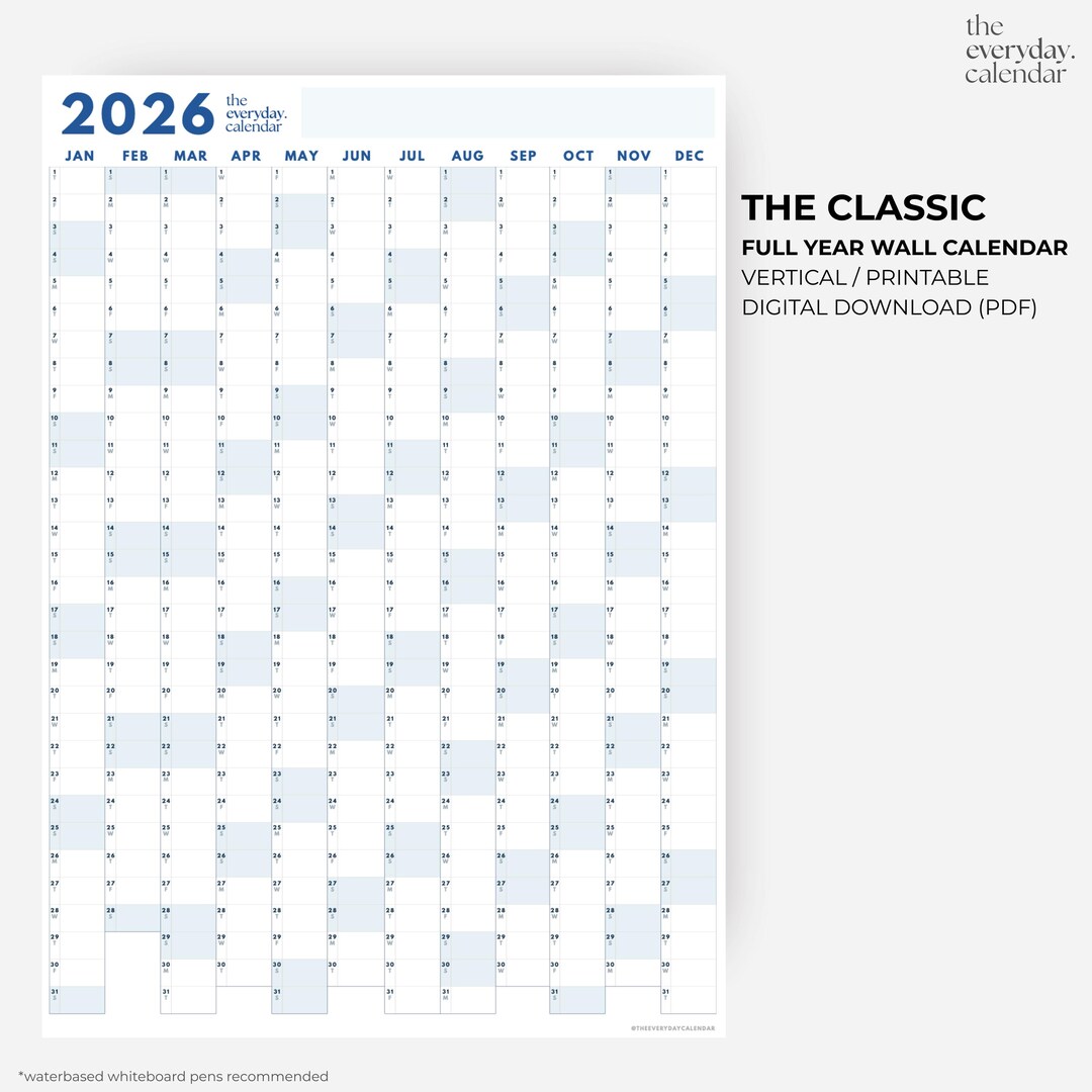 2026 Wall Calendar (the Classic) – Vertical Year Planner (digital ...