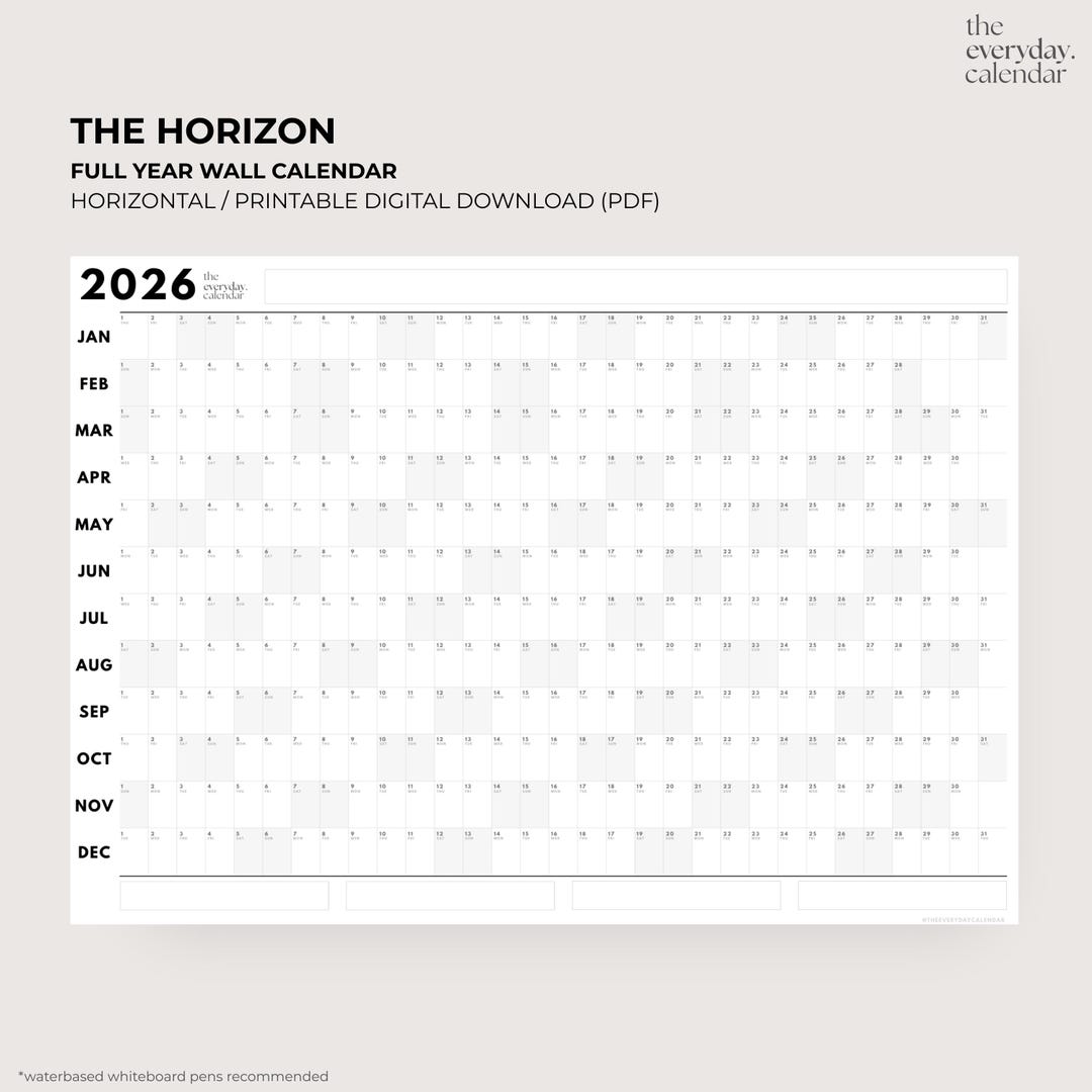 2026 Horizon Wall Planner: Horizontal Year Calendar (PDF) - Etsy Australia