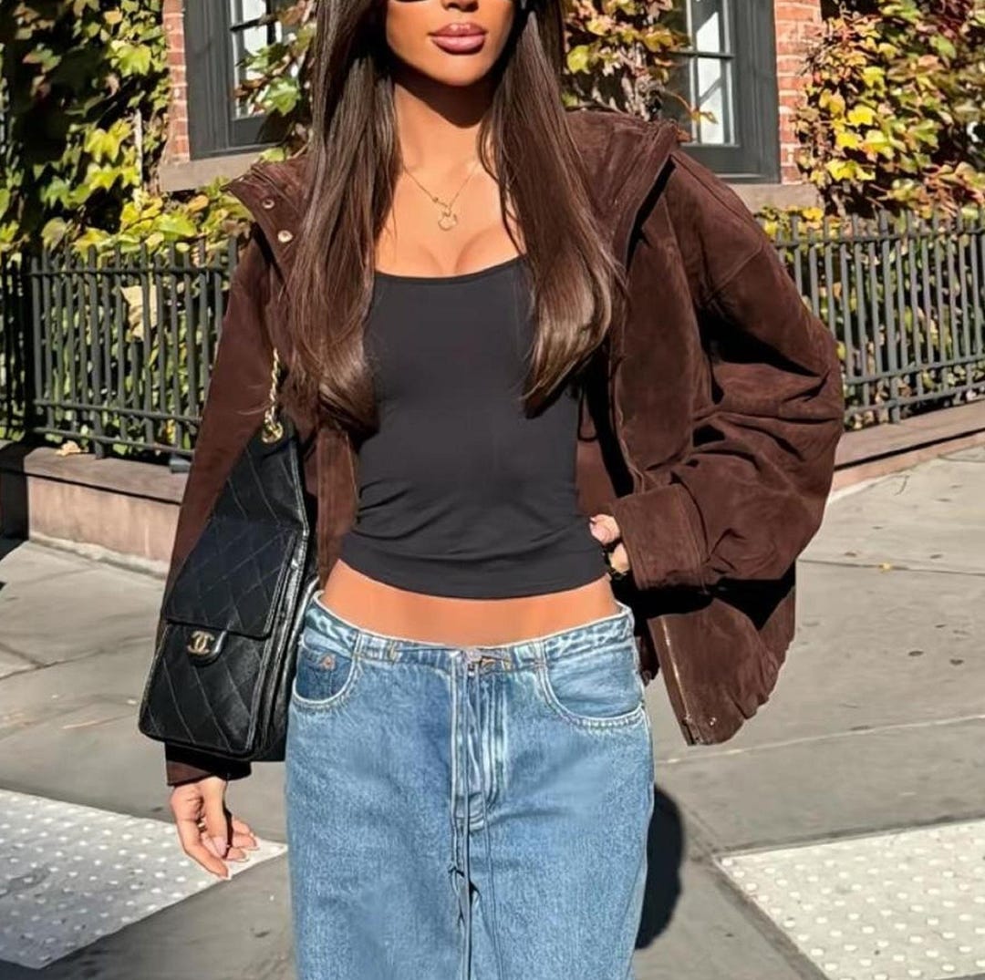 Chocolate Brown Suede Bomber Jacket, Cropped Zip-up Coat - Etsy
