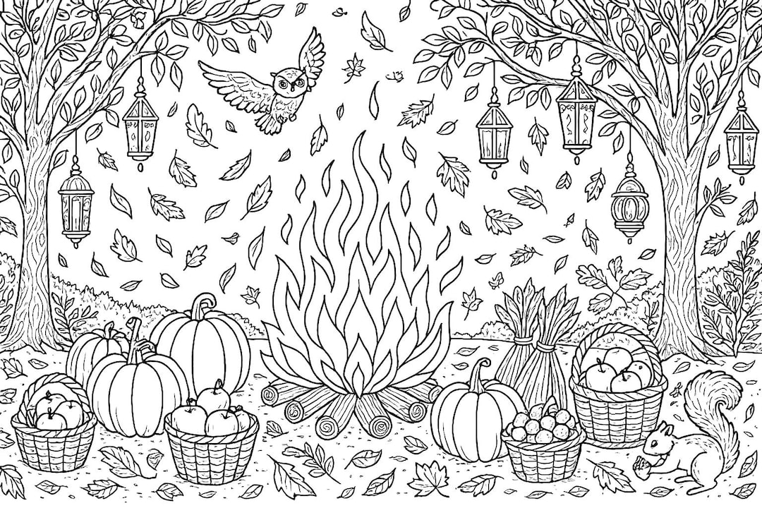 Autumn Coloring Pages, 13 Pack, Fall Coloring Book for Adults & Kids ...