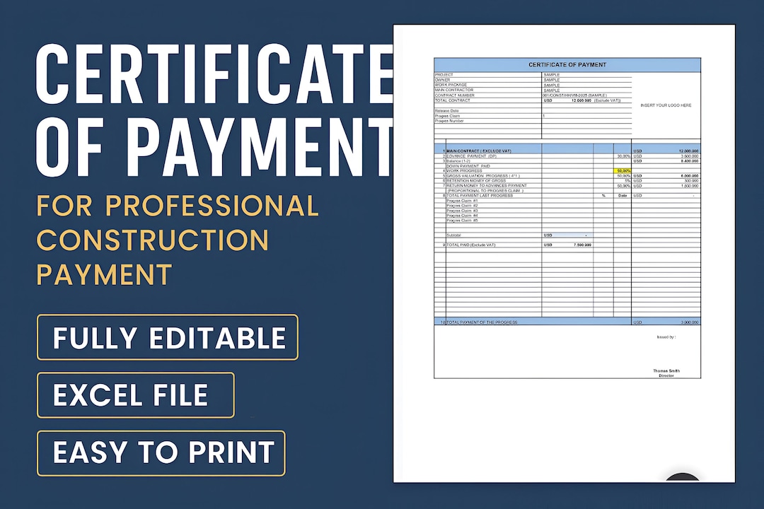 Construction Payment Certificate Template: Excel Payment Simulation ...