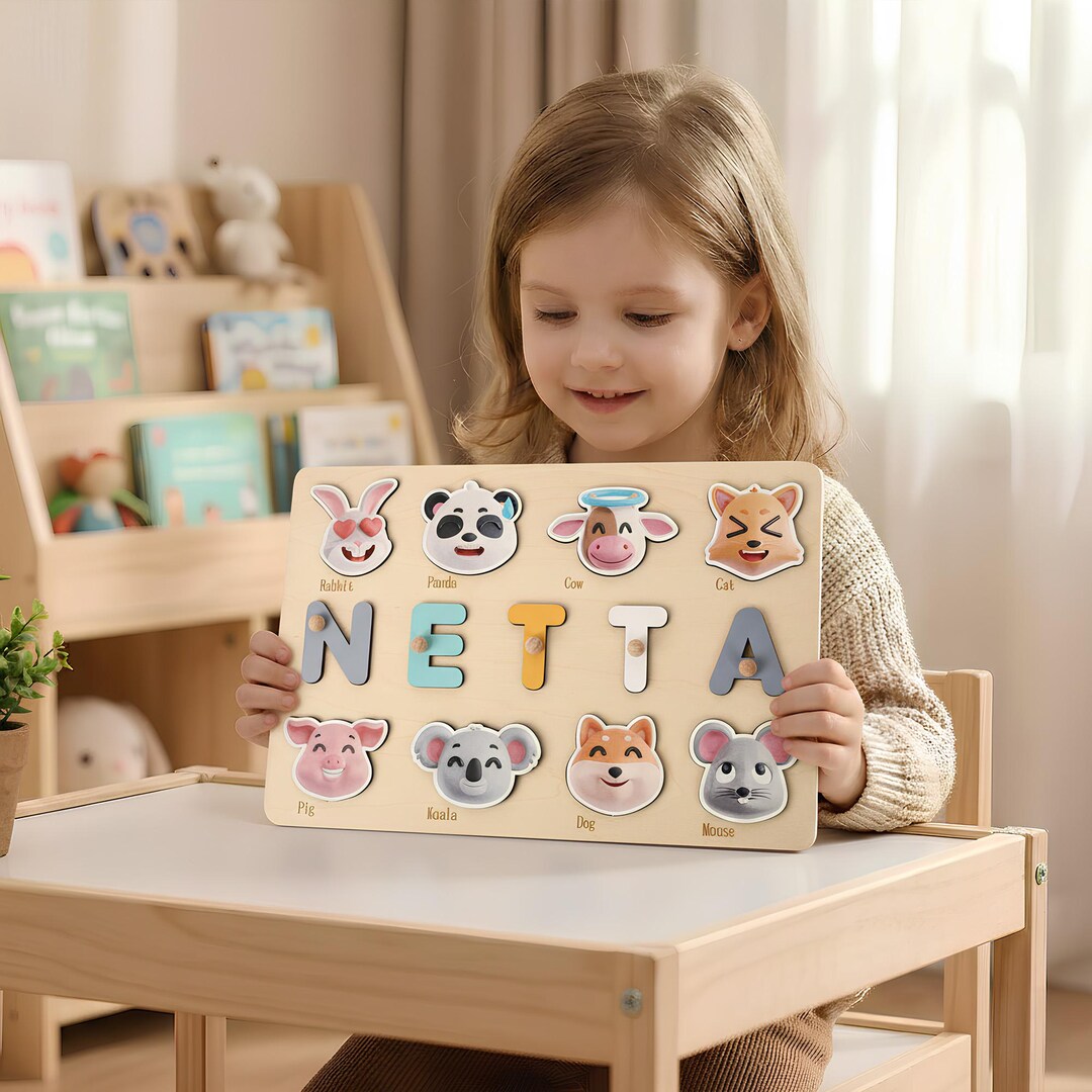 Custom Animal Memes Name Puzzle, Personalized Montessori Wooden Toy - Etsy