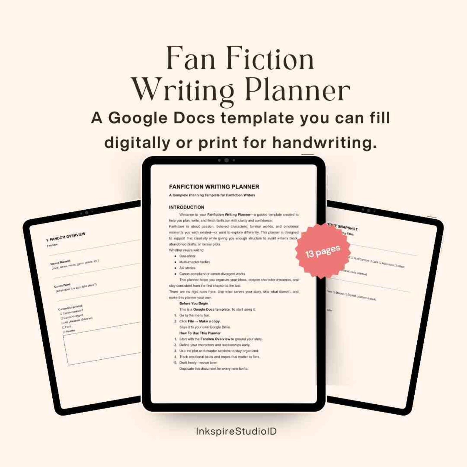 Fanfiction Story Planner • Writing Template for AO3 & Wattpad Authors ...