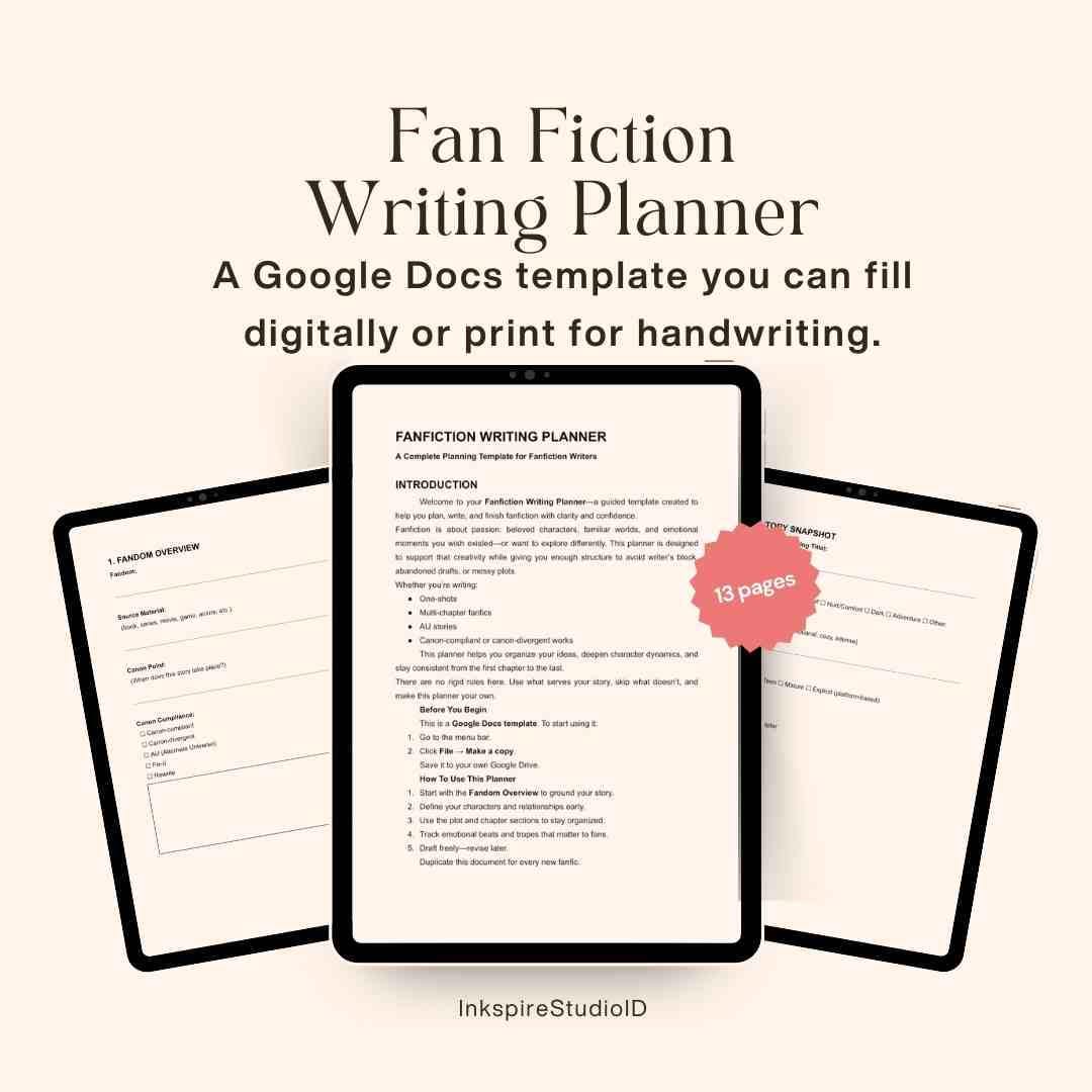 Fanfiction Story Planner • Writing Template for AO3 & Wattpad Authors ...