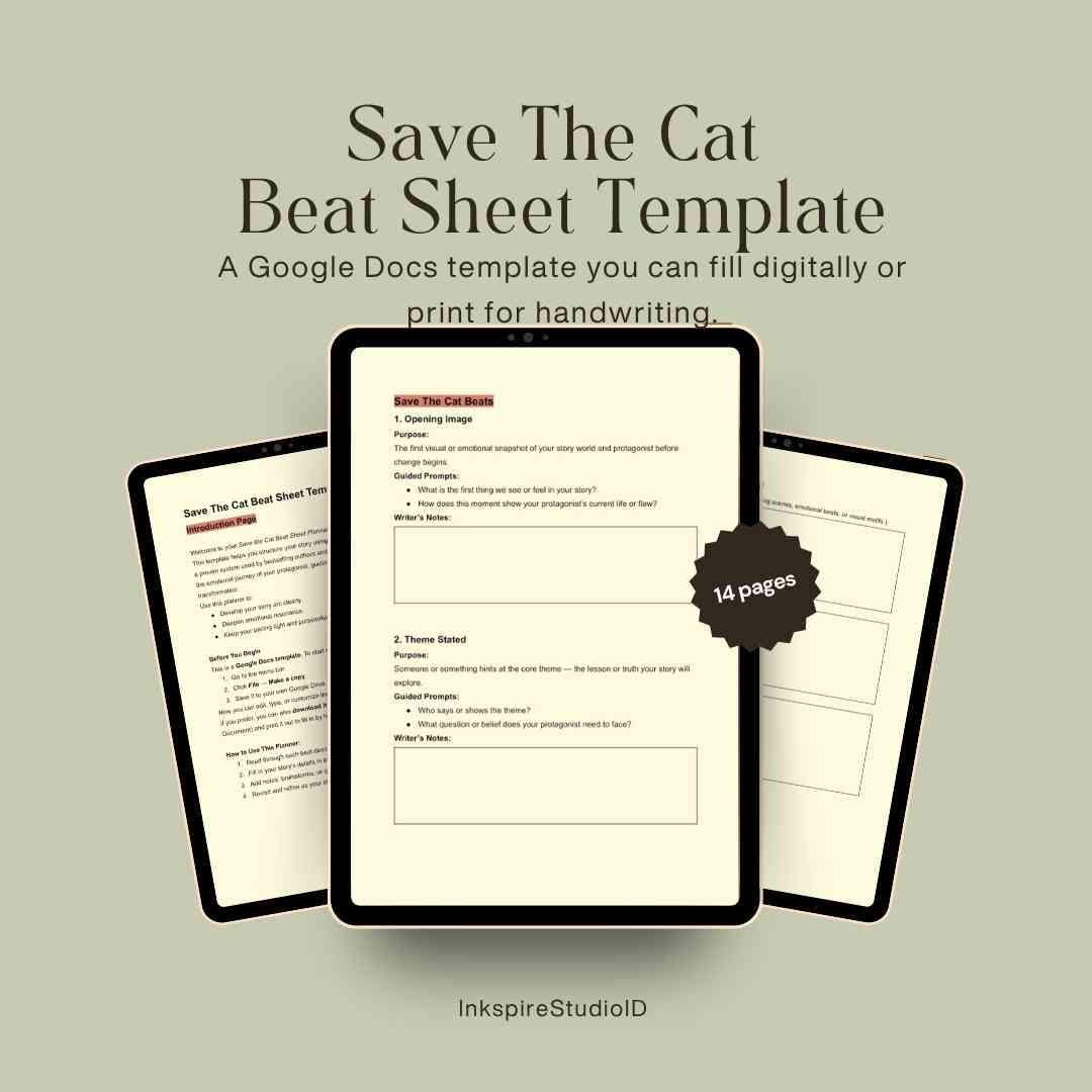 Save the Cat Beat Sheet Template | Story Outline Planner (google Docs ...