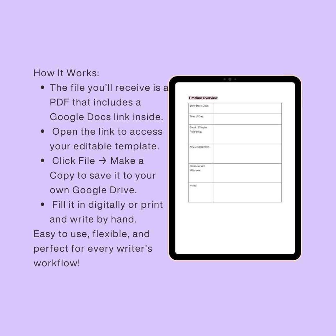 Chapter & Scene Outline Planner | Novel Writing Template | Google Docs ...
