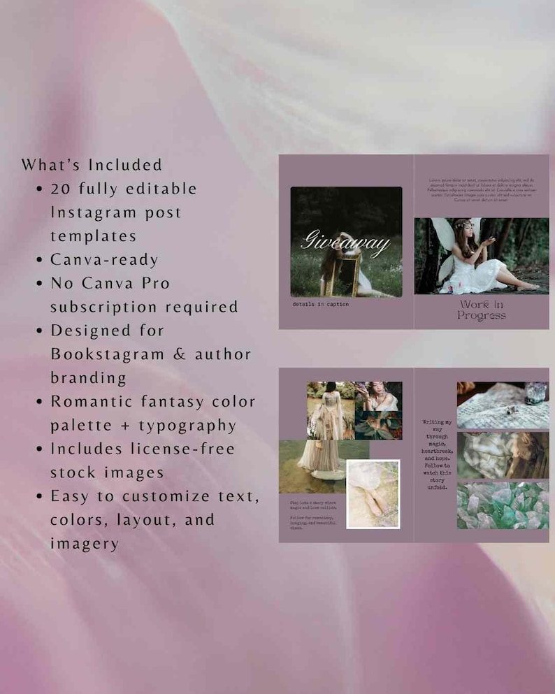 Romance Fantasy Instagram Template for Authors | Romantasy Bookstagram ...