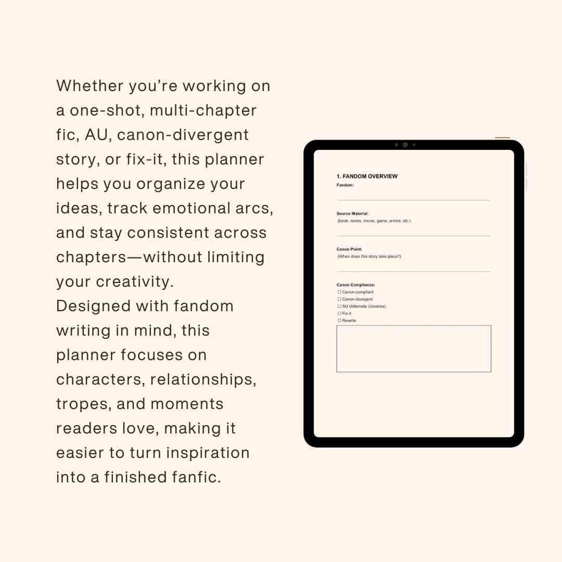 Fanfiction Story Planner • Writing Template for AO3 & Wattpad Authors ...