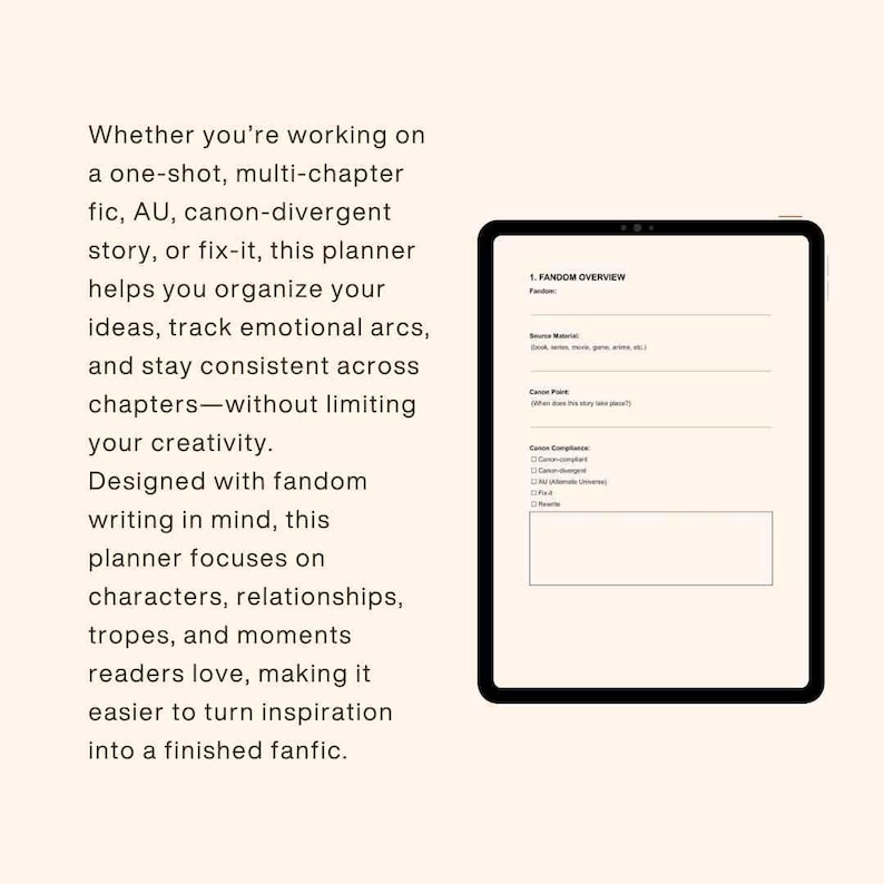 Fanfiction Story Planner • Writing Template for AO3 & Wattpad Authors ...