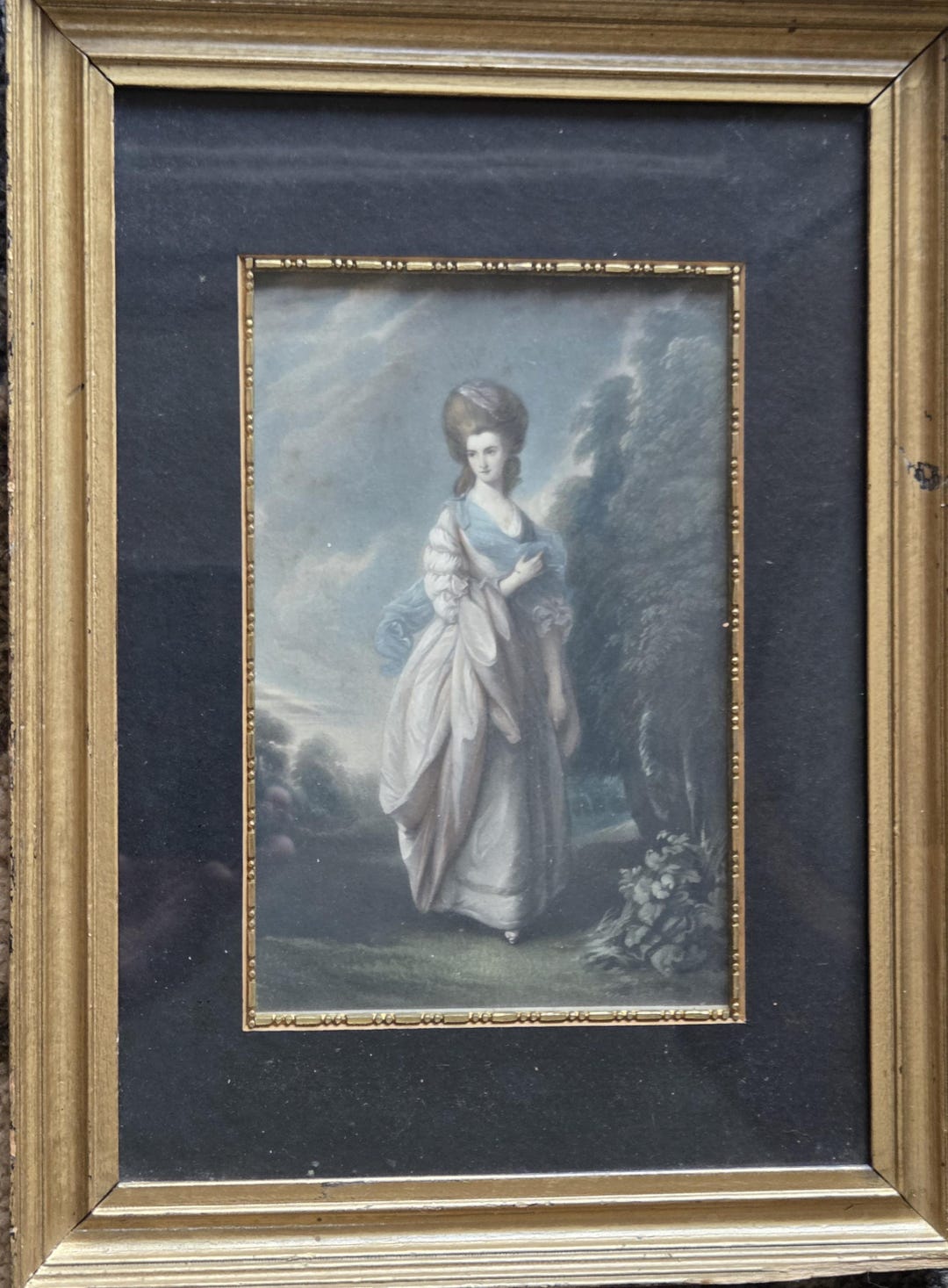 Georgian Lady Mezzotint Print Hand-colored After Gainsborough (18x12 ...