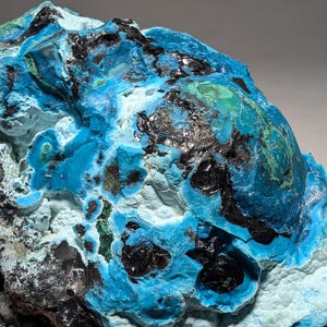 Heterogenite on Chrysocolla and Malachite From Congo; Raw Black ...