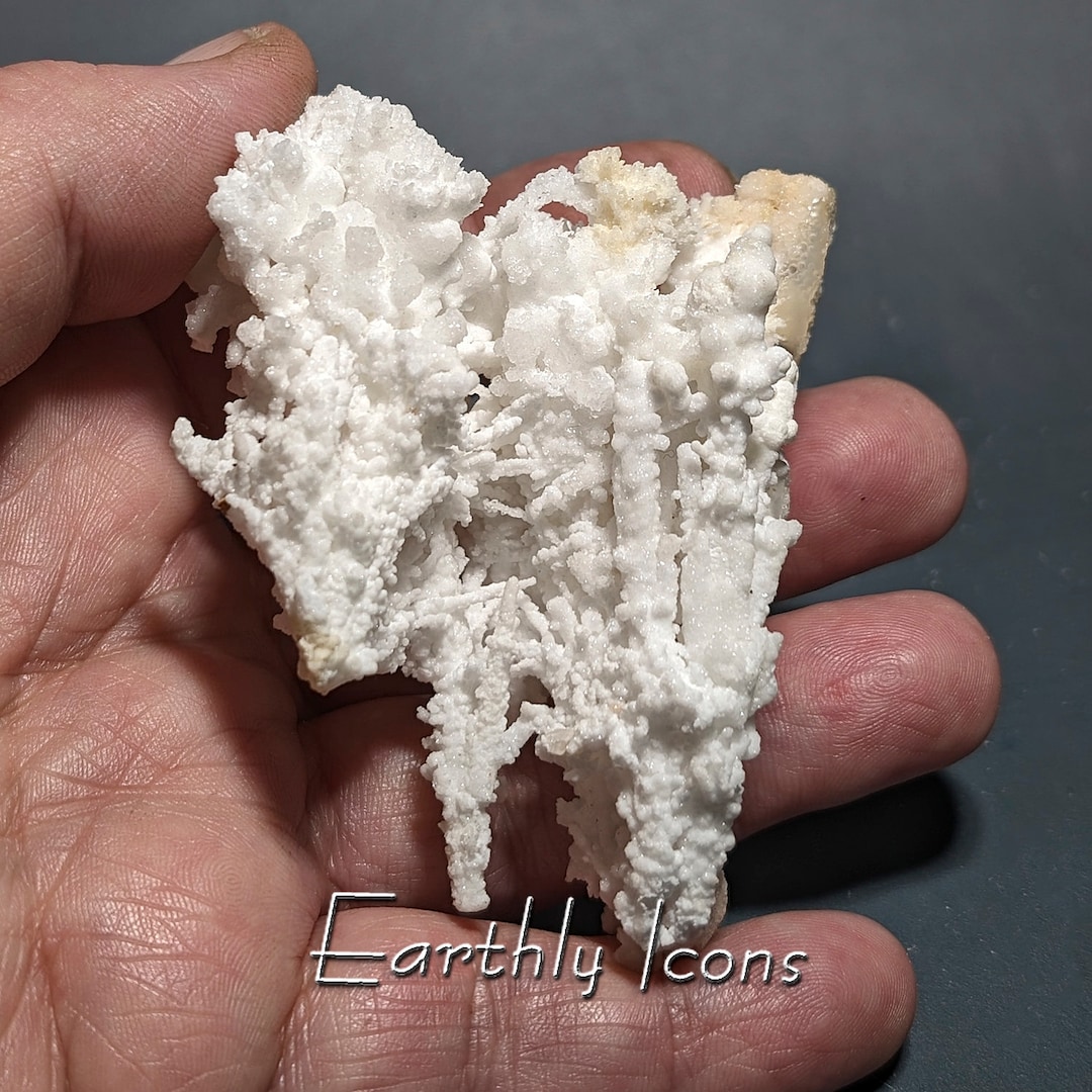 White Aragonite Aka Cave Calcite From Mexico; Natural Cave Calcite ...
