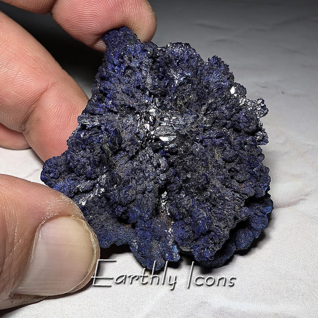 Azurite Crystal Cluster From Morocco; Raw Azurite Druzy Crystals; Deep ...