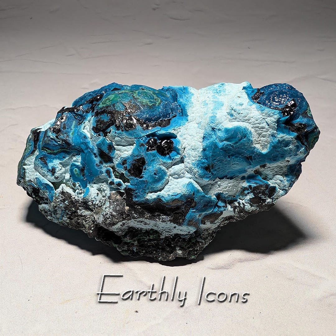 Heterogenite on Chrysocolla and Malachite From Congo; Raw Black ...