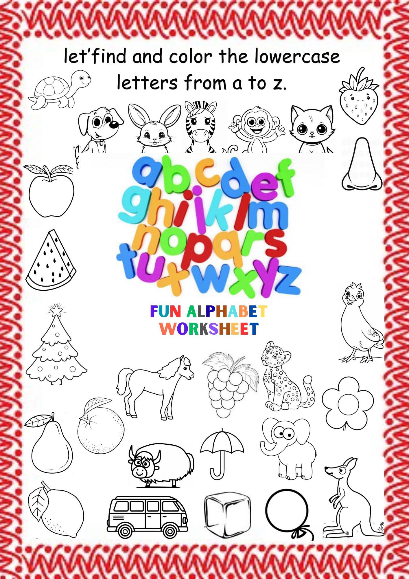 Alphabet Letter Hunt Worksheets A-Z, Lowercase Letter Recognition ...