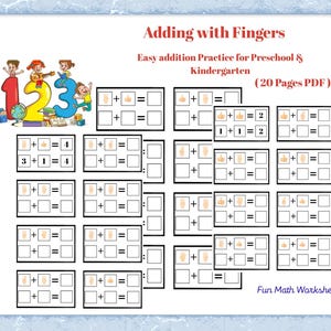 Finger Counting Addition Worksheets: Preschool Kindergarten Math (PDF ...