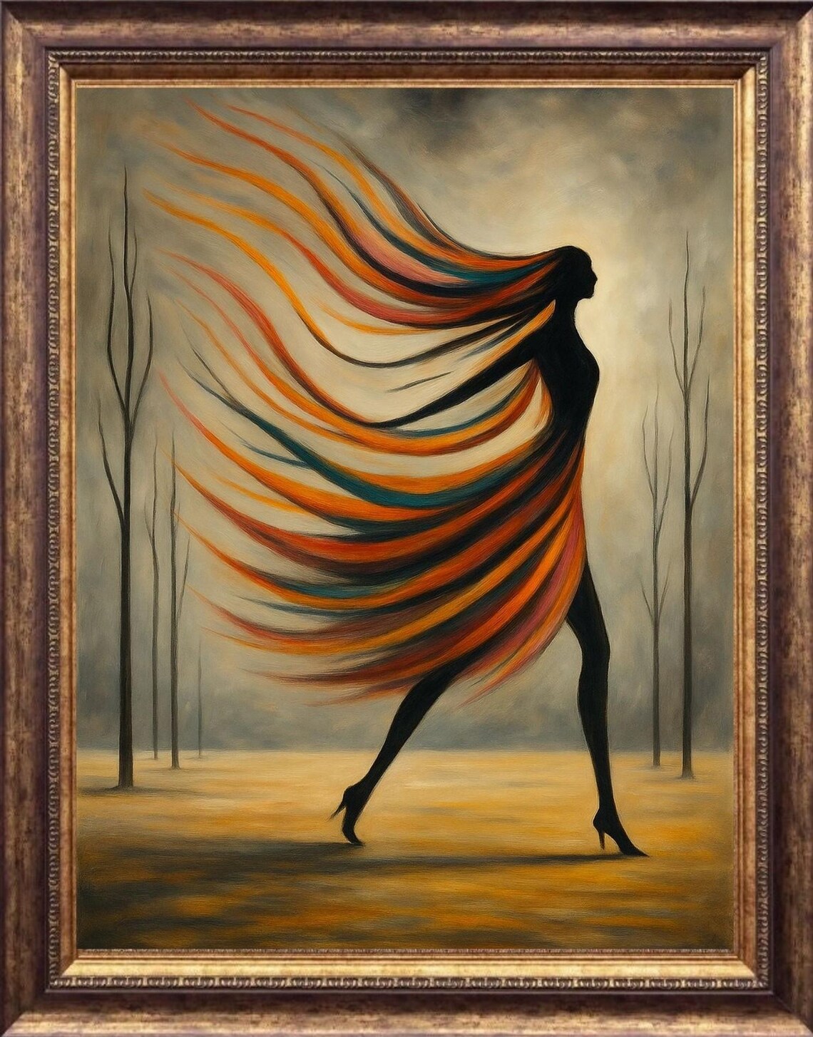 Abstract Woman Wall Art, Golden Modern Portrait, Stylish Black and Gold ...