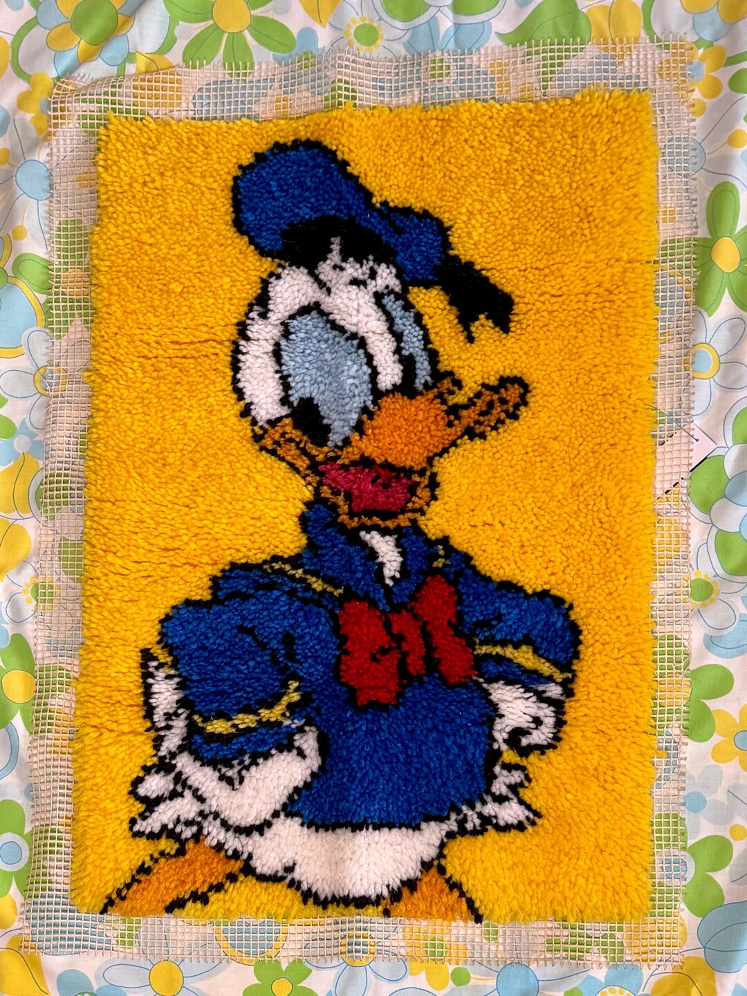 Vintage Donald Duck Latch Hook Rug or Wall Hanging Canvas – 1970s ...