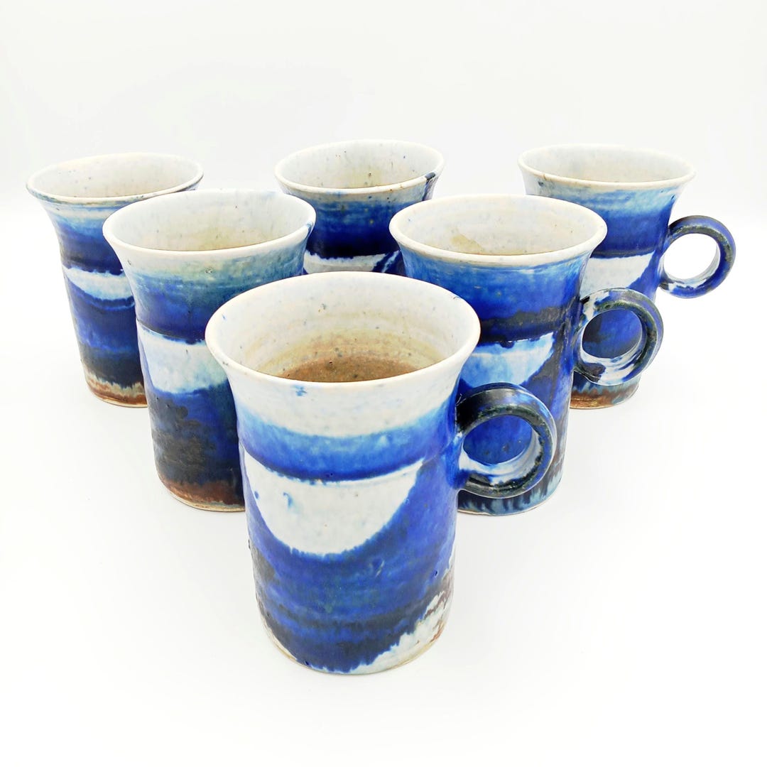 Set of 6 Carl Olaf Olsen Studio Pottery Mugs – Norwegian Handcrafted ...