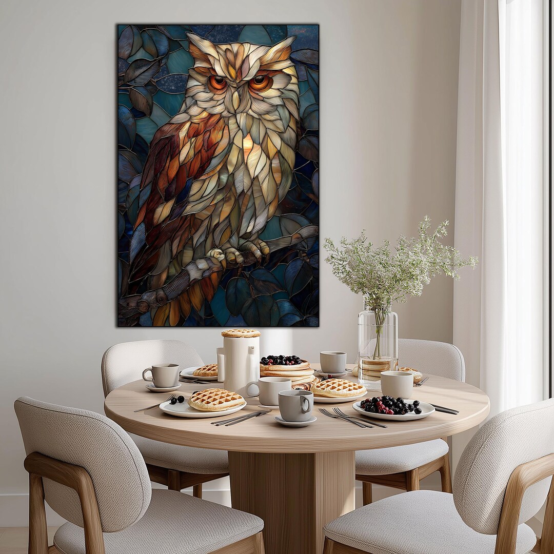 Pearl Owl Tempered Glass Art | Vibrant Animal Wall Decor - Etsy