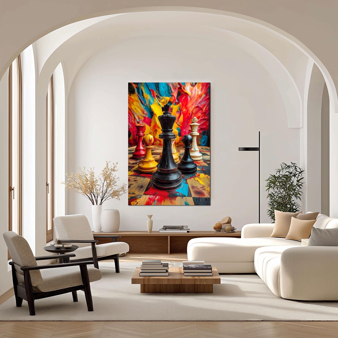 Vibrant Chess King Painting, Abstract Graffiti Style Art, Colorful ...
