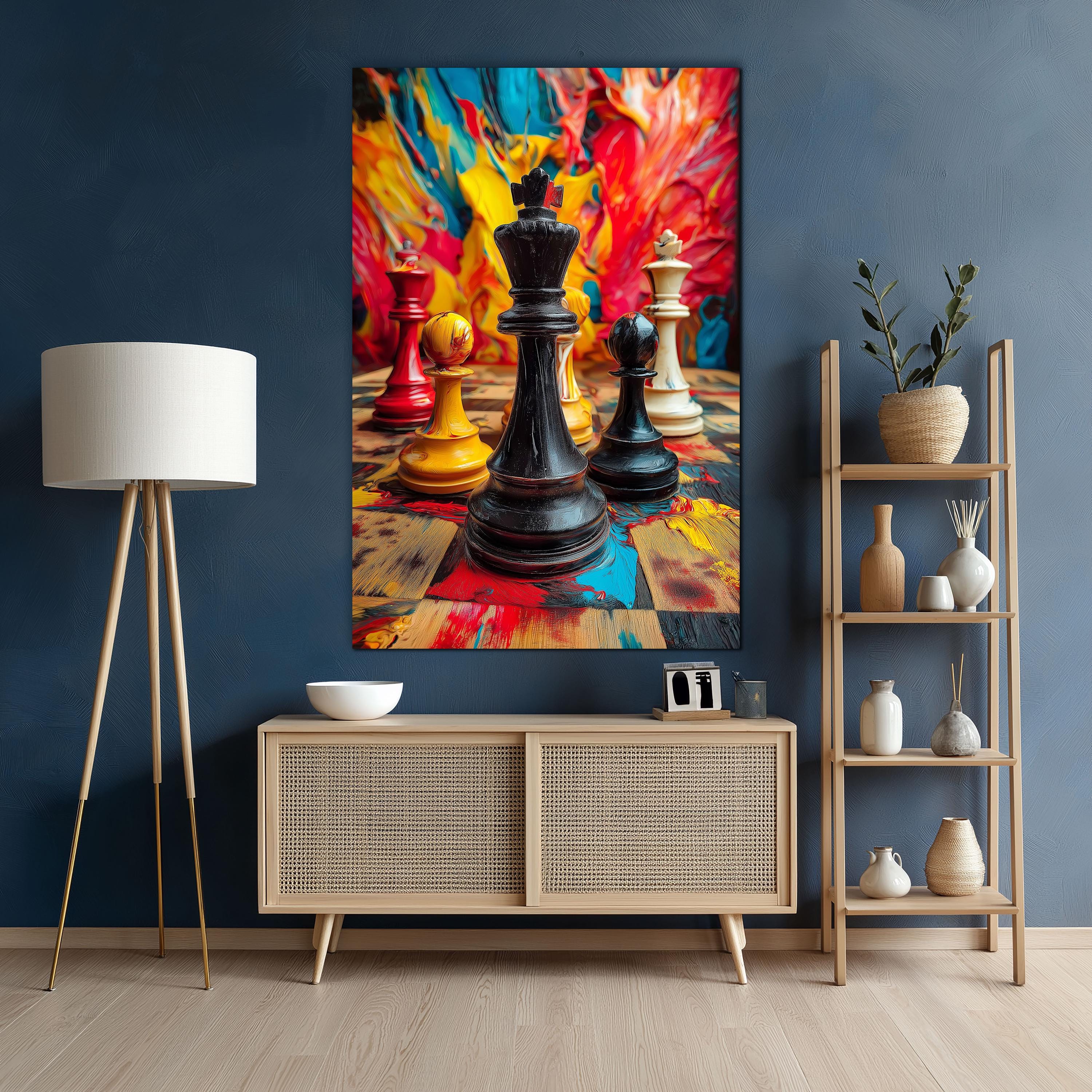 Vibrant Chess King Painting, Abstract Graffiti Style Art, Colorful ...