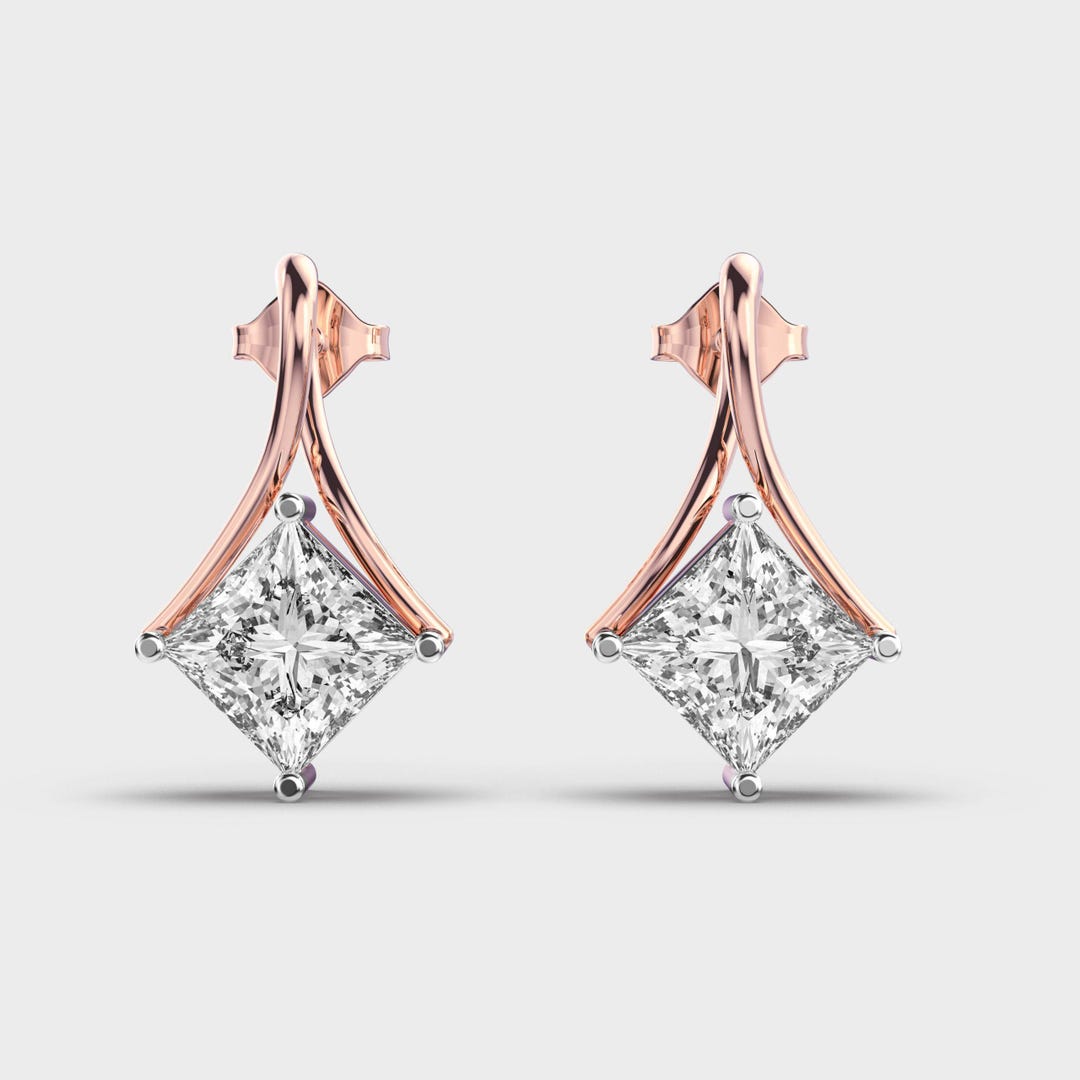 Princess Cut 3.5ct Lab Grown Diamond Drop Earrings in 18K Gold ...